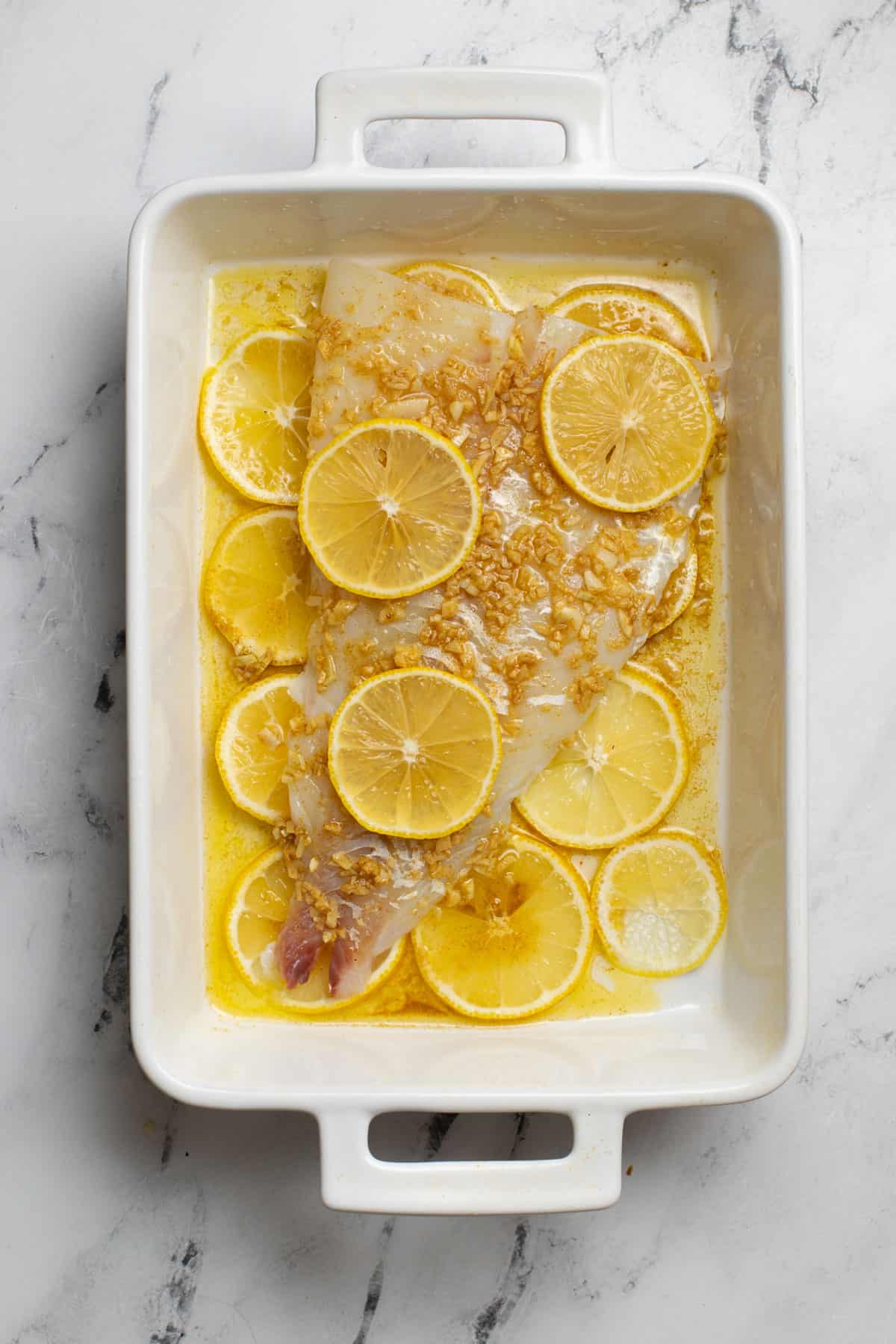 Garlicky Lemon Baked Fish - Addicted to Tahini